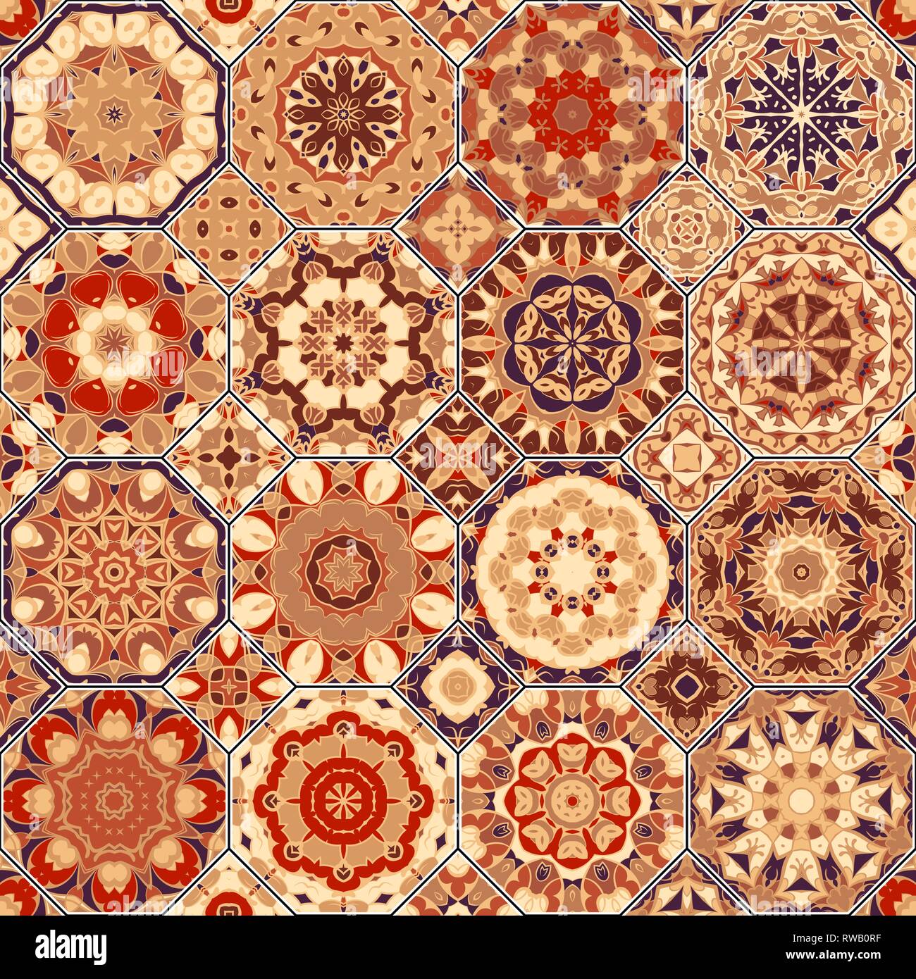 Set of octagonal and square ornaments. Decorative and design elements ...