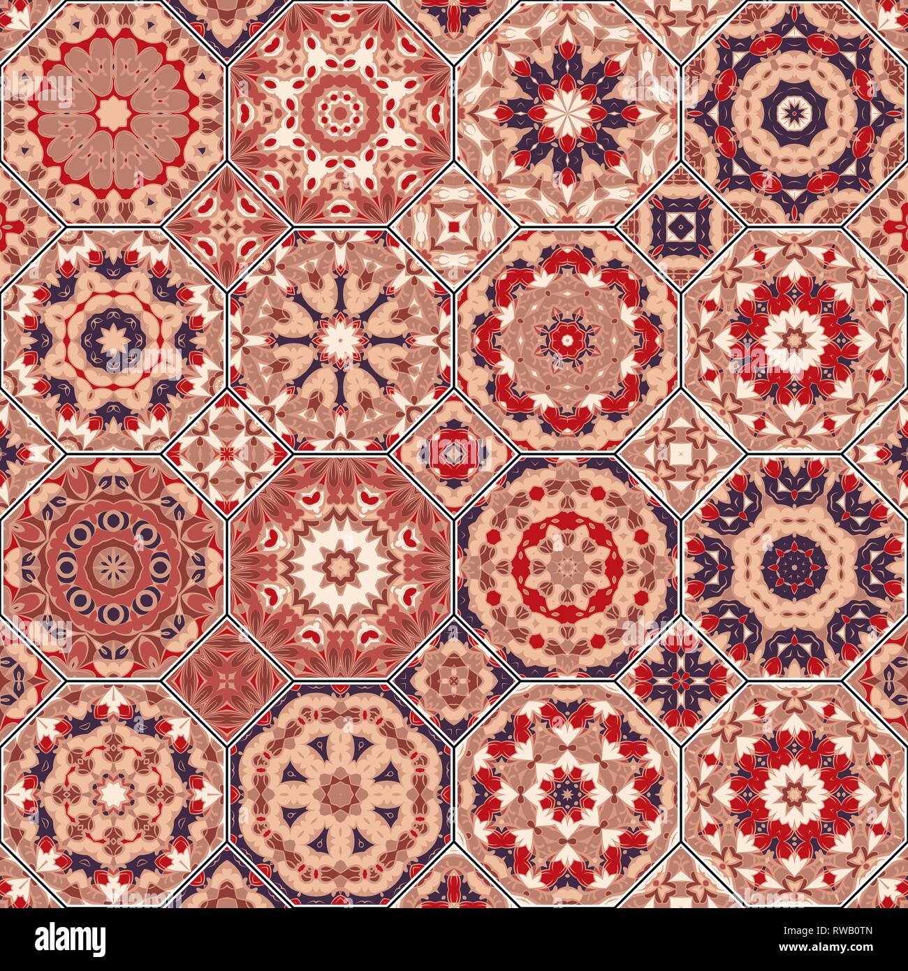 Set of octagonal and square ornaments. Decorative and design elements ...