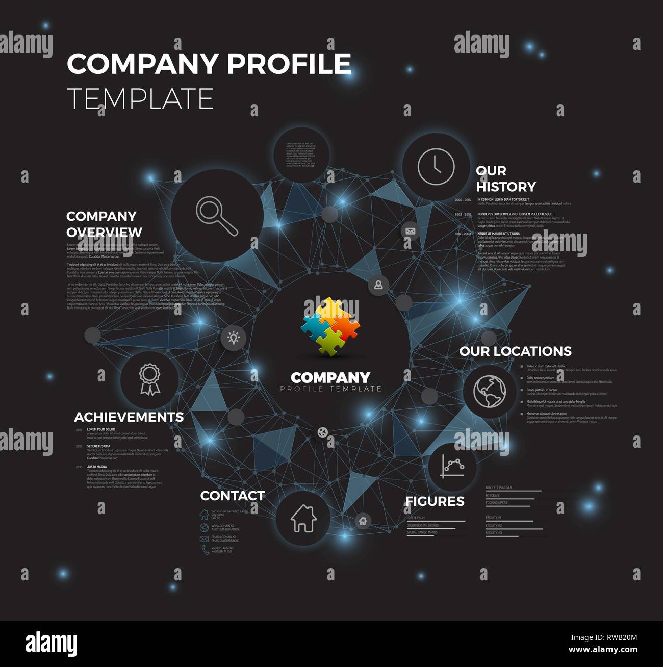Vector Company infographic overview design template with network in the ...