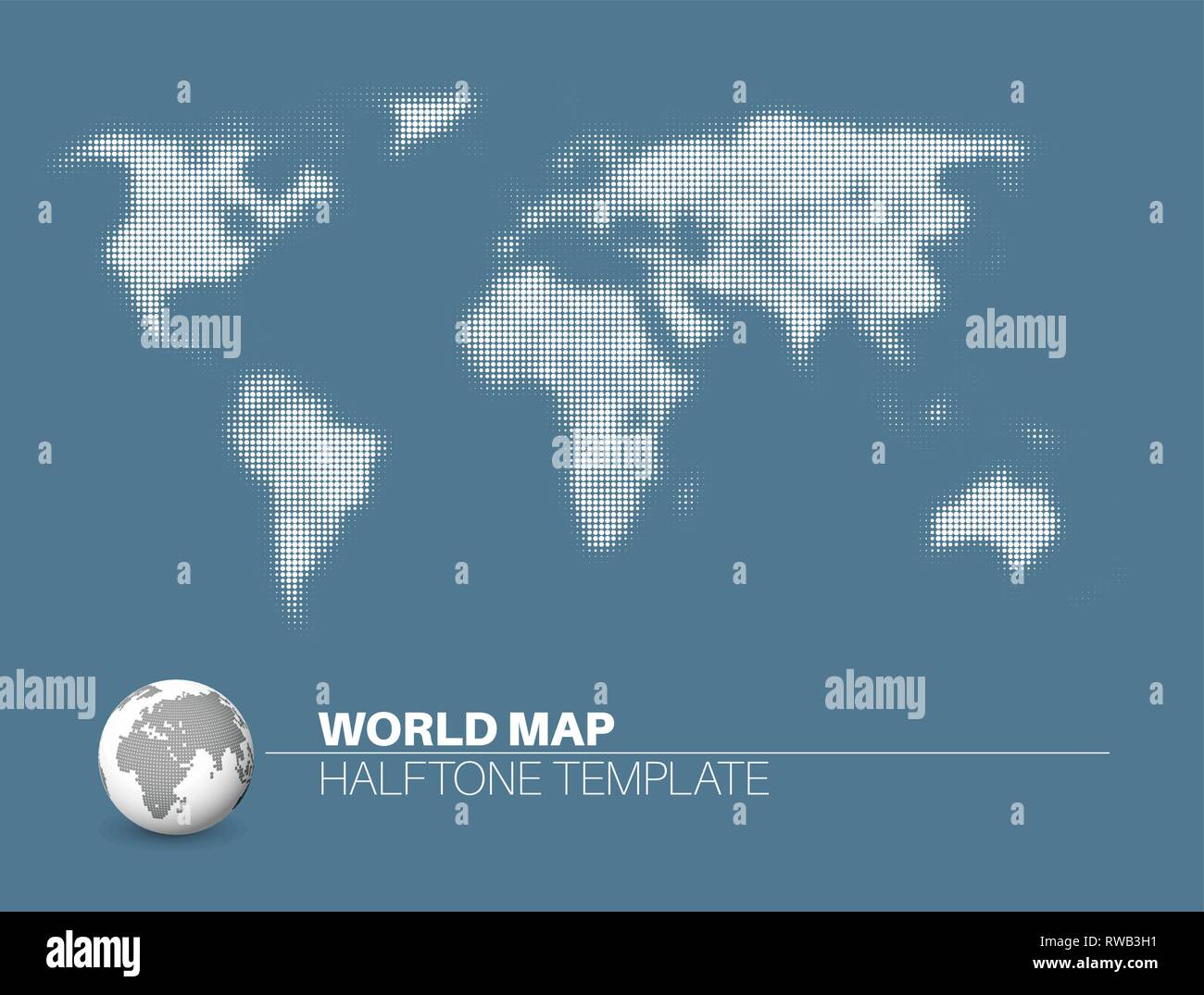 World map with halftone effect - template made from dots for your infographics reports - light ...