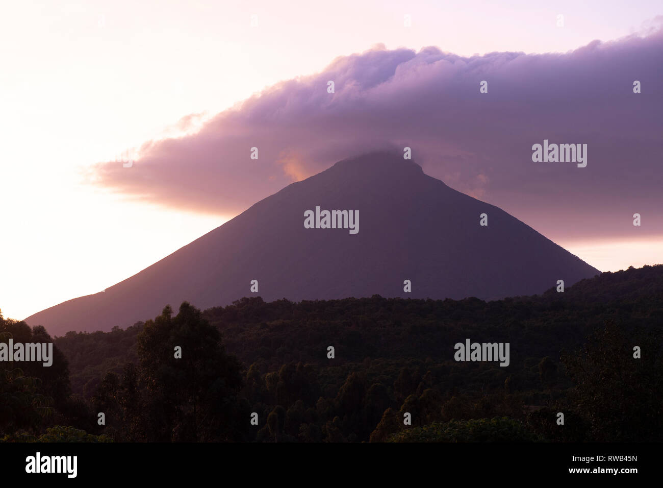 Mt. Muhavura (4,127 meters), volcano in Mgahinga Gorilla National Park ...