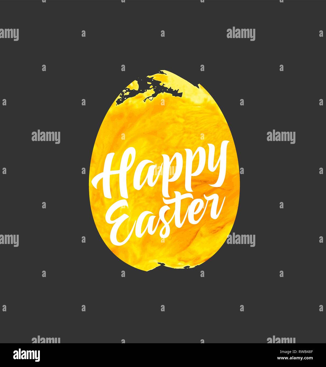 Vector simple Happy Easter card / poster with watercolor egg Stock ...