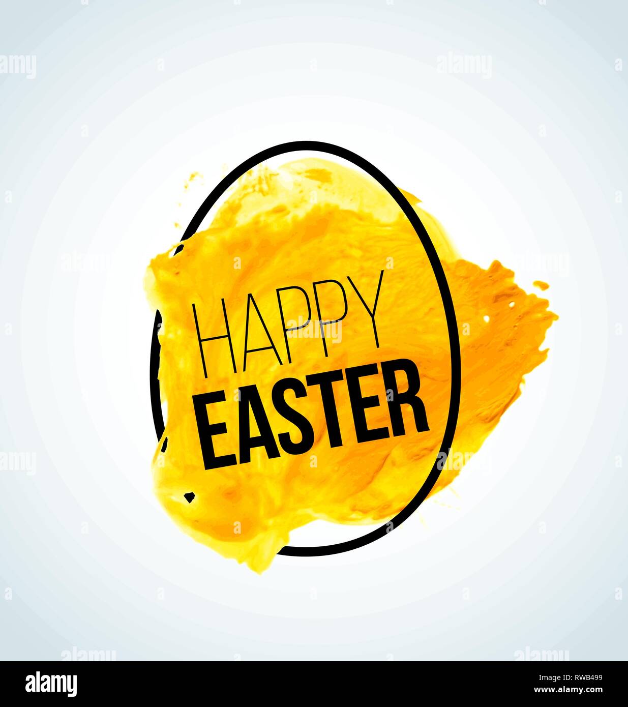 Vector simple Happy Easter card / poster with watercolor egg Stock ...