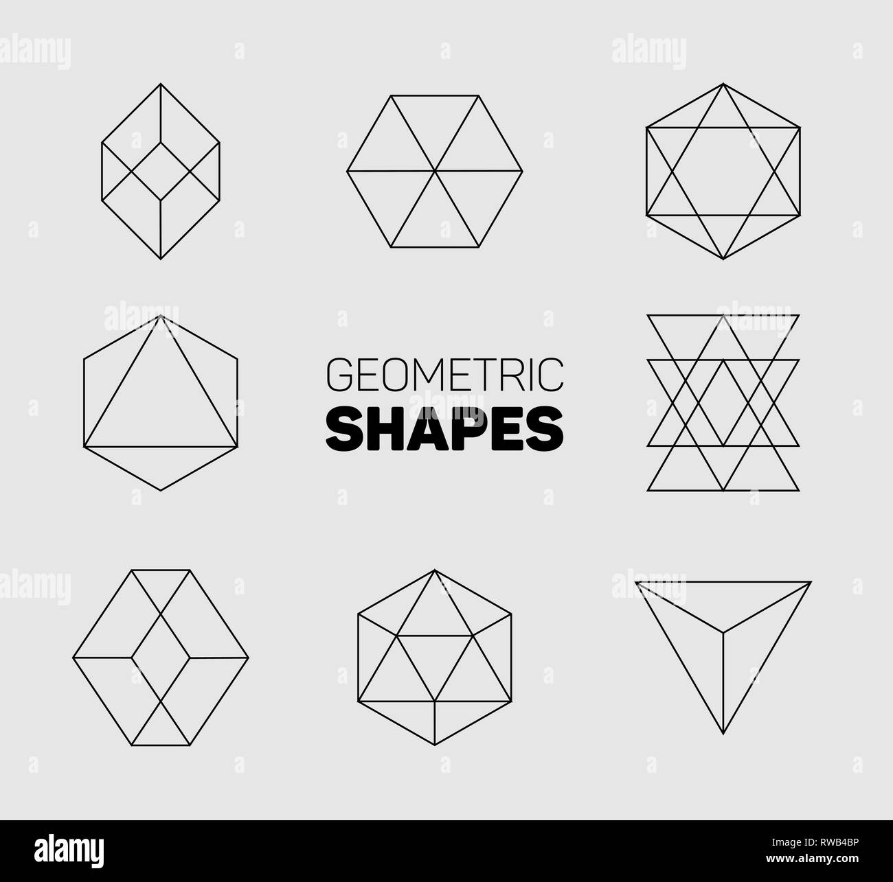Vector abstract regular geometric shapes - black on gray background ...