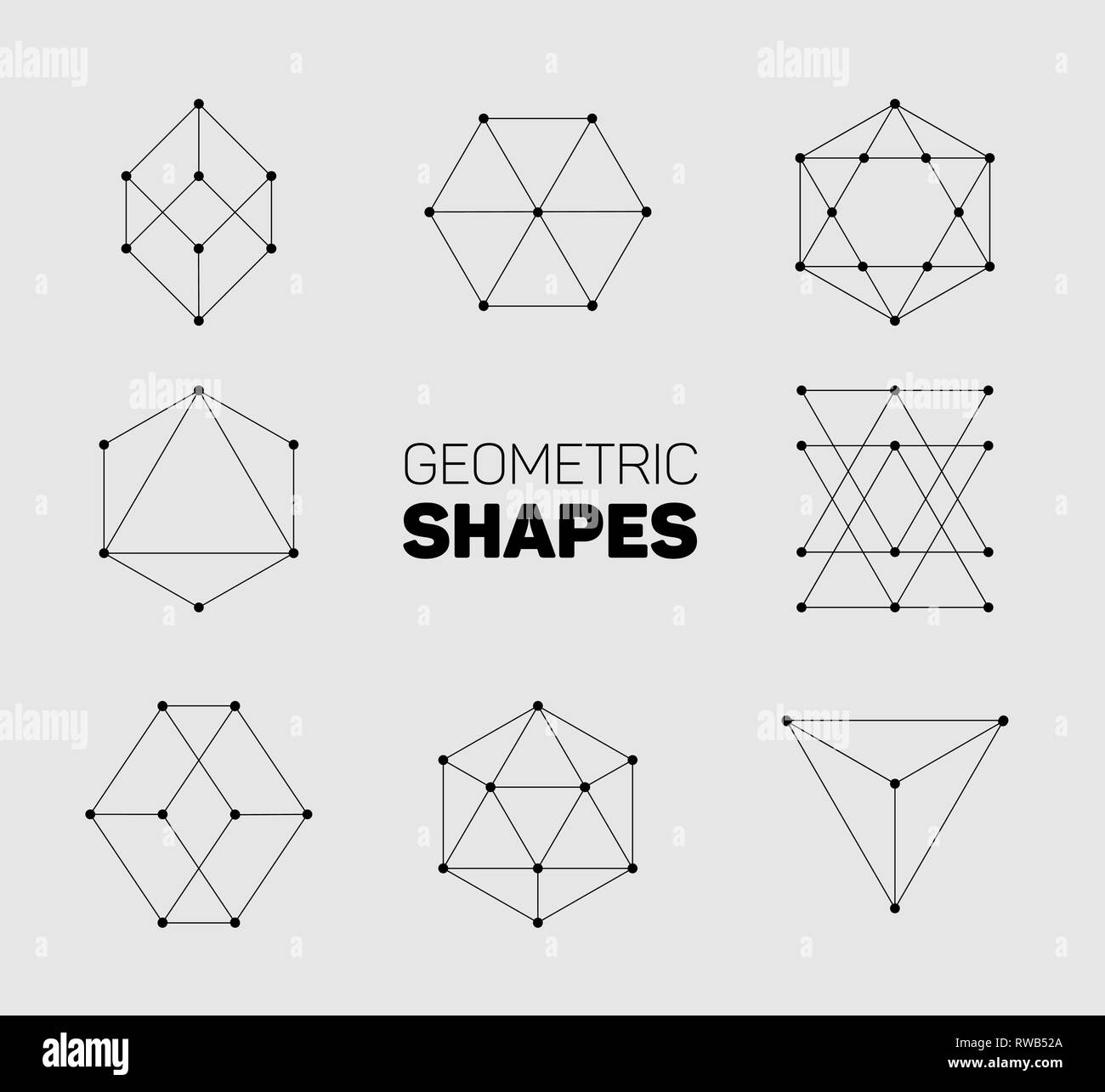 Vector abstract regular geometric shapes - black on gray background ...