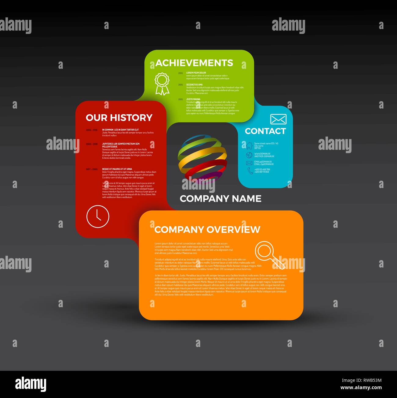 Vector Company infographic overview design template with colorful ...