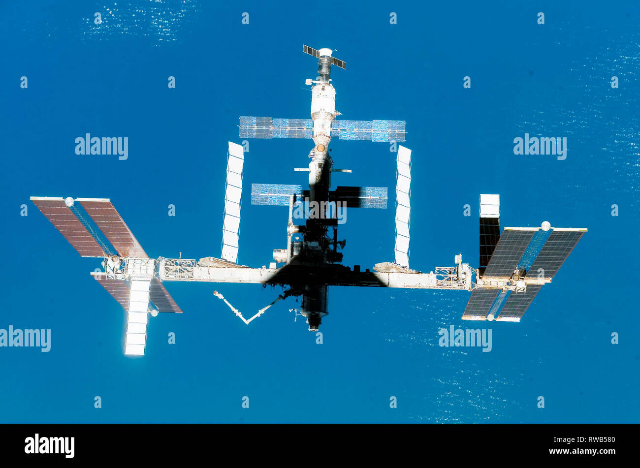 With the international space station upon its completion hi-res stock ...