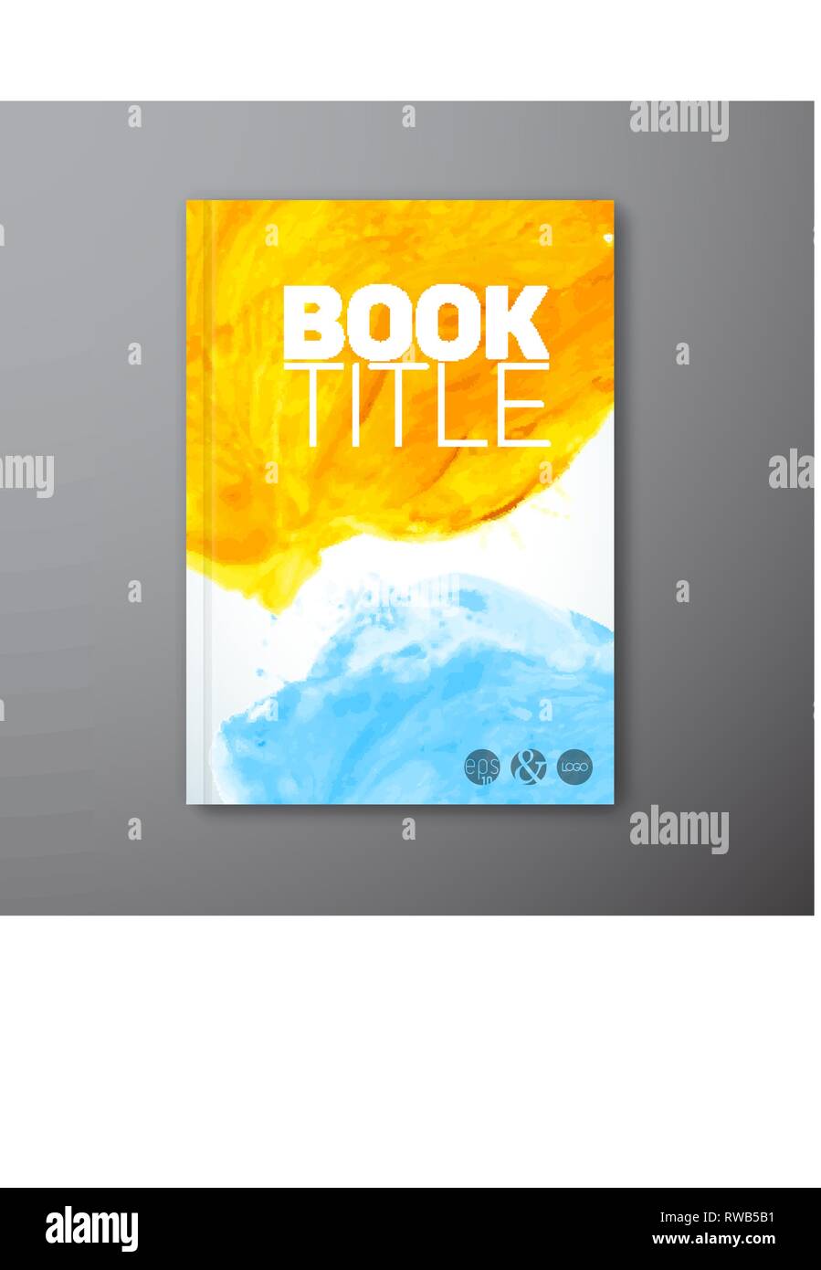 Modern artistic Vector abstract book watercolor cover template - yellow ...