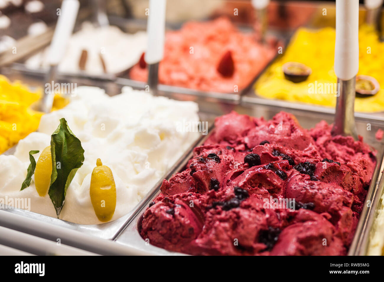 classic italian gourmet gelato gelatto ice cream display in shop Stock Photo - Alamy
