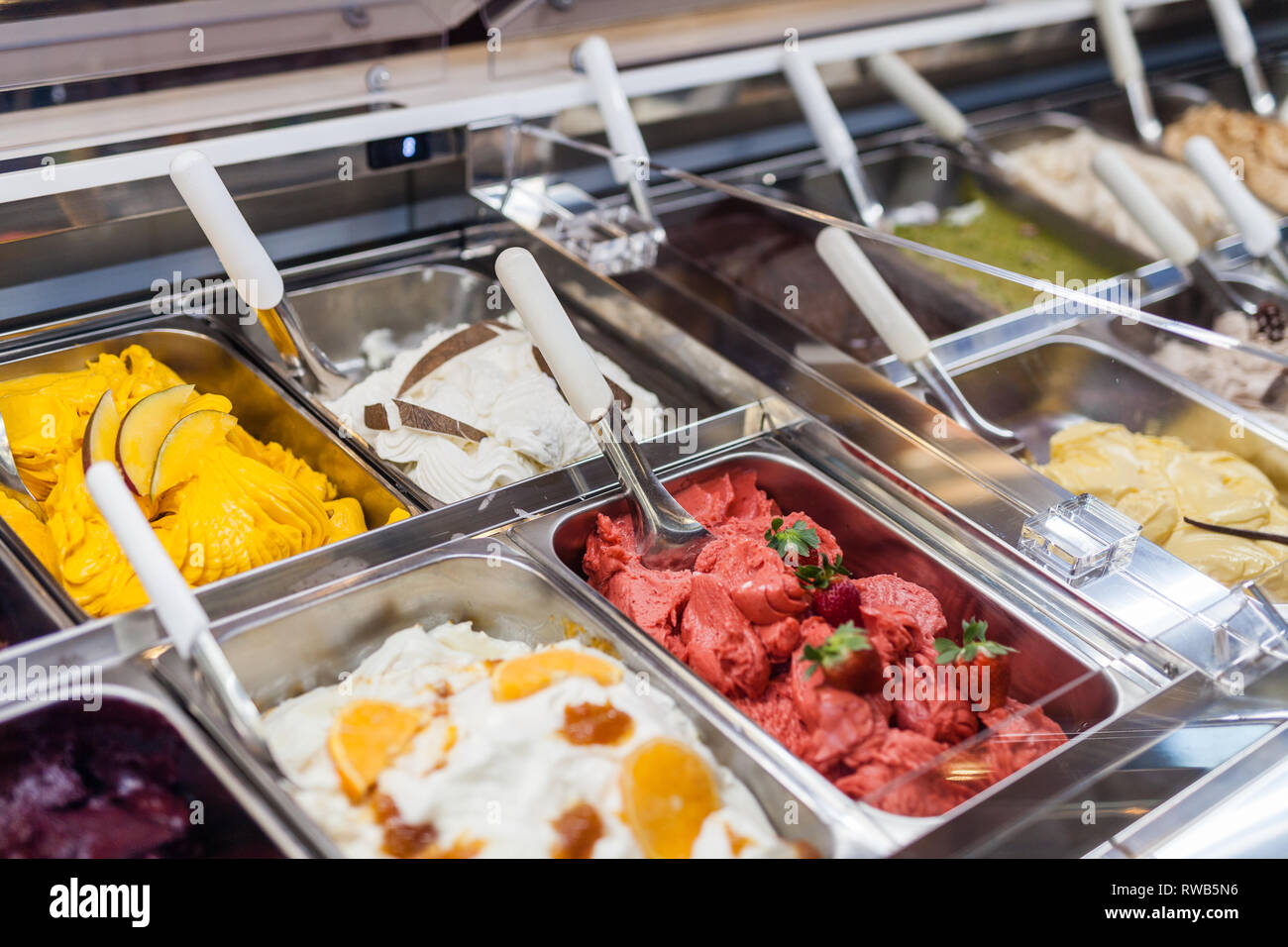 classic italian gourmet gelato gelatto ice cream display in shop Stock Photo - Alamy