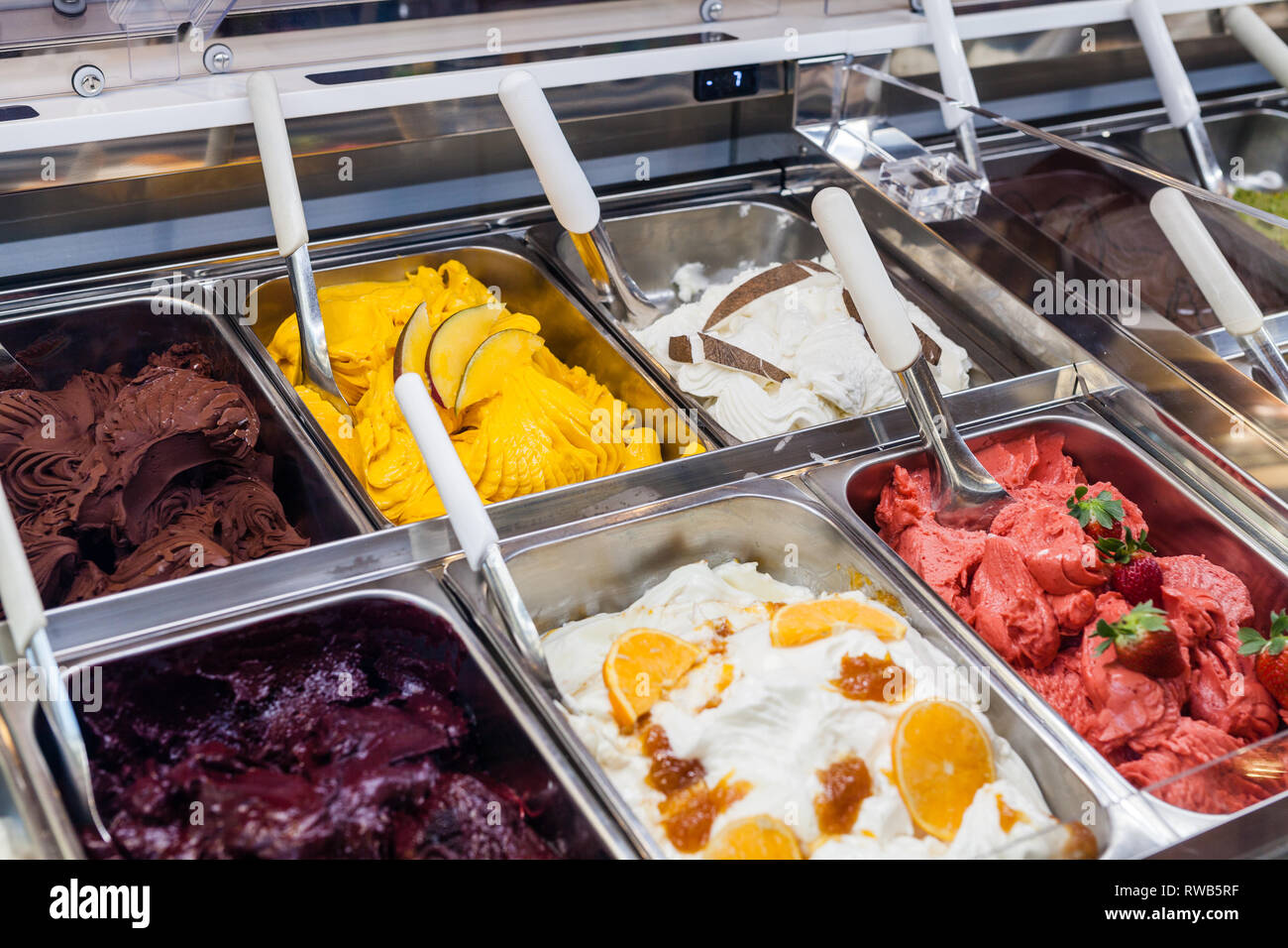 classic italian gourmet gelato gelatto ice cream display in shop Stock Photo - Alamy