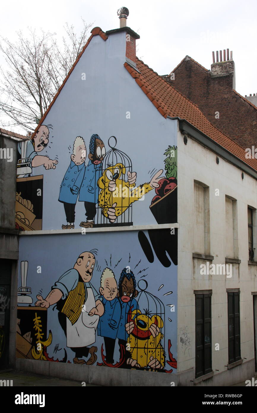 The Comic Strip Trail In Brussels, Belgium Stock Photo - Alamy