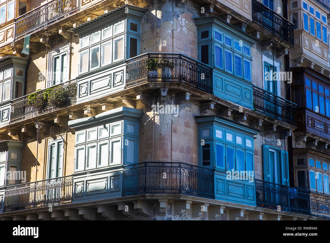 Traditional balcony window on a building from Malta Stock Photo - Alamy