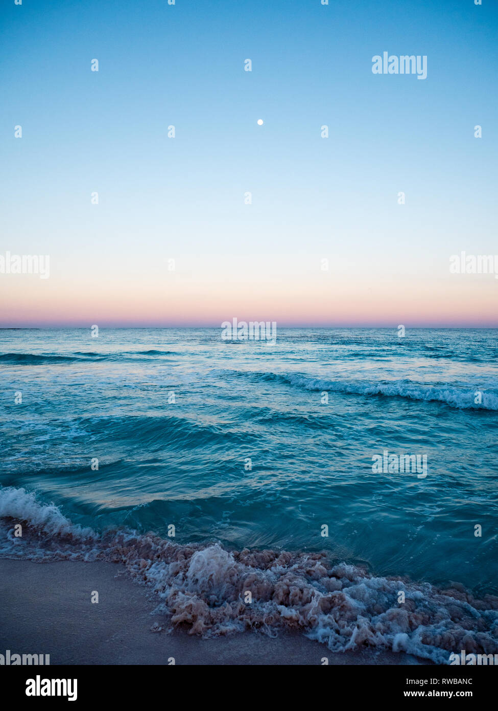 Moon Above the Atlantic Ocean, Eleuthera, The Bahamas, The Caribbean ...