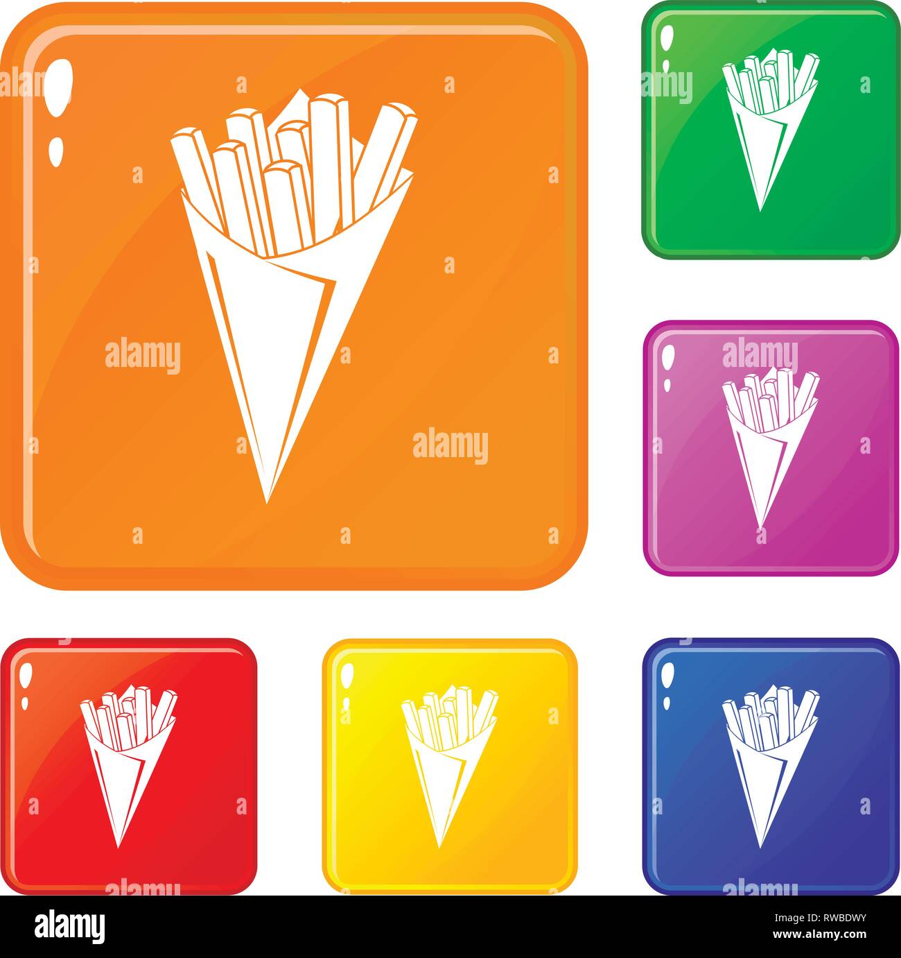 French fries icons set vector color Stock Vector Image & Art - Alamy