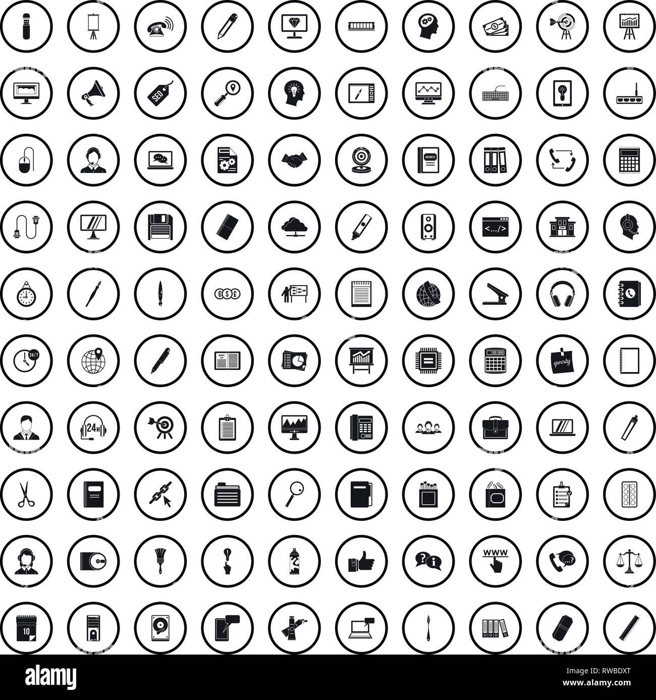 100 office work icons set, simple style Stock Vector Image & Art - Alamy