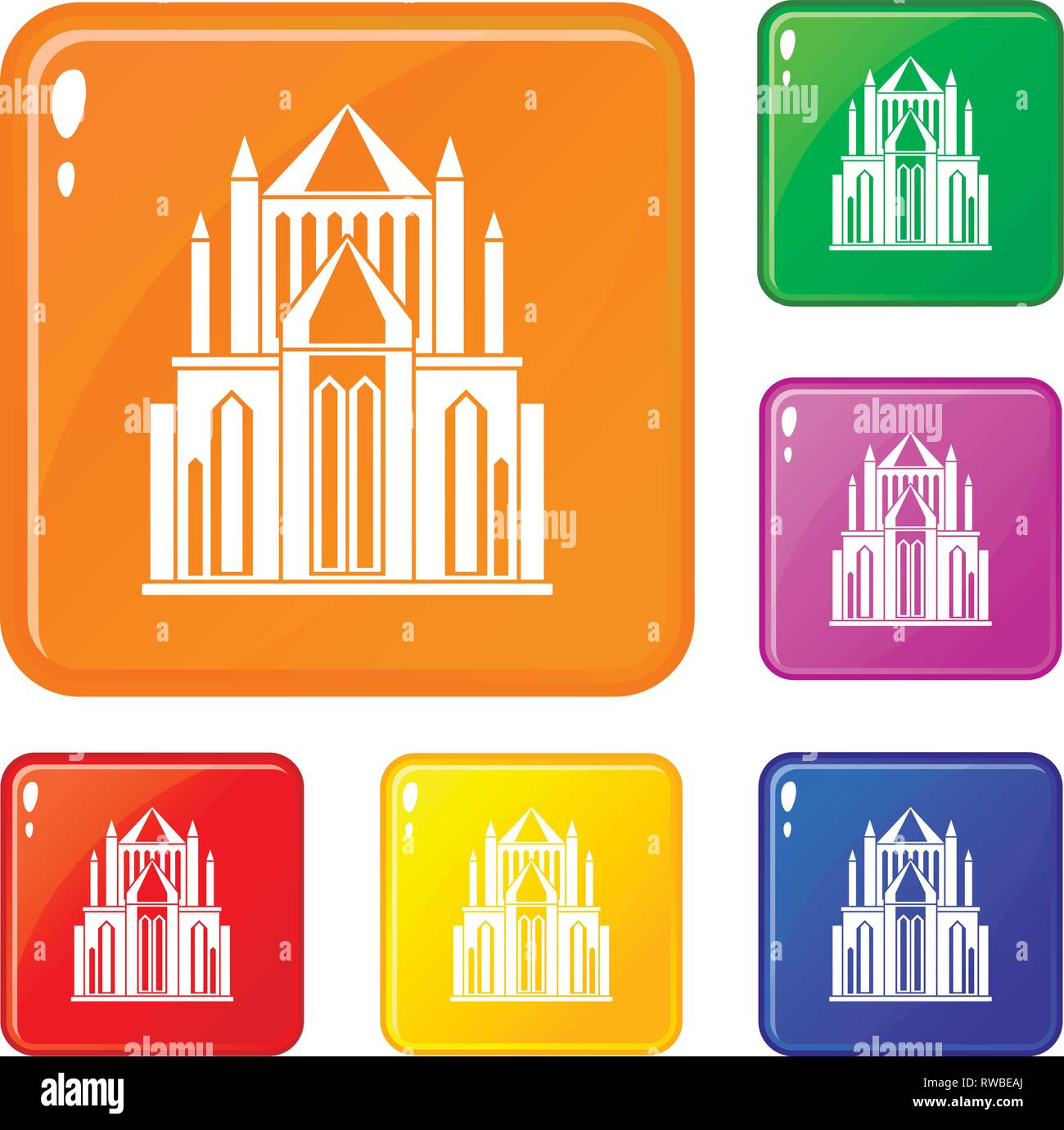 Cathedral icons set vector color Stock Vector Image & Art - Alamy