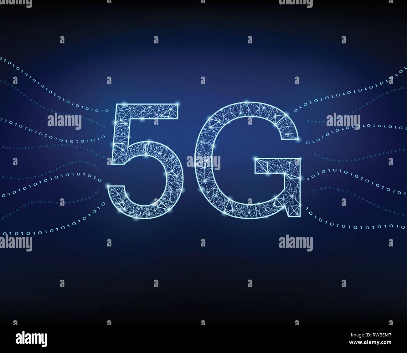 5G background with polygon mesh, binary codes Stock Vector Image & Art - Alamy