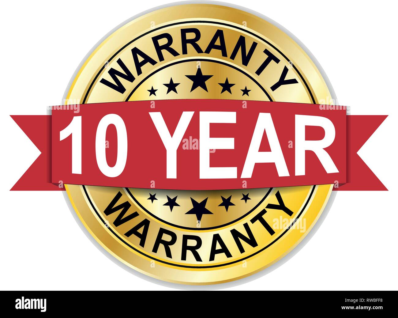 gold-10-year-warranty-round-medal-web-seal-stock-vector-image-art-alamy