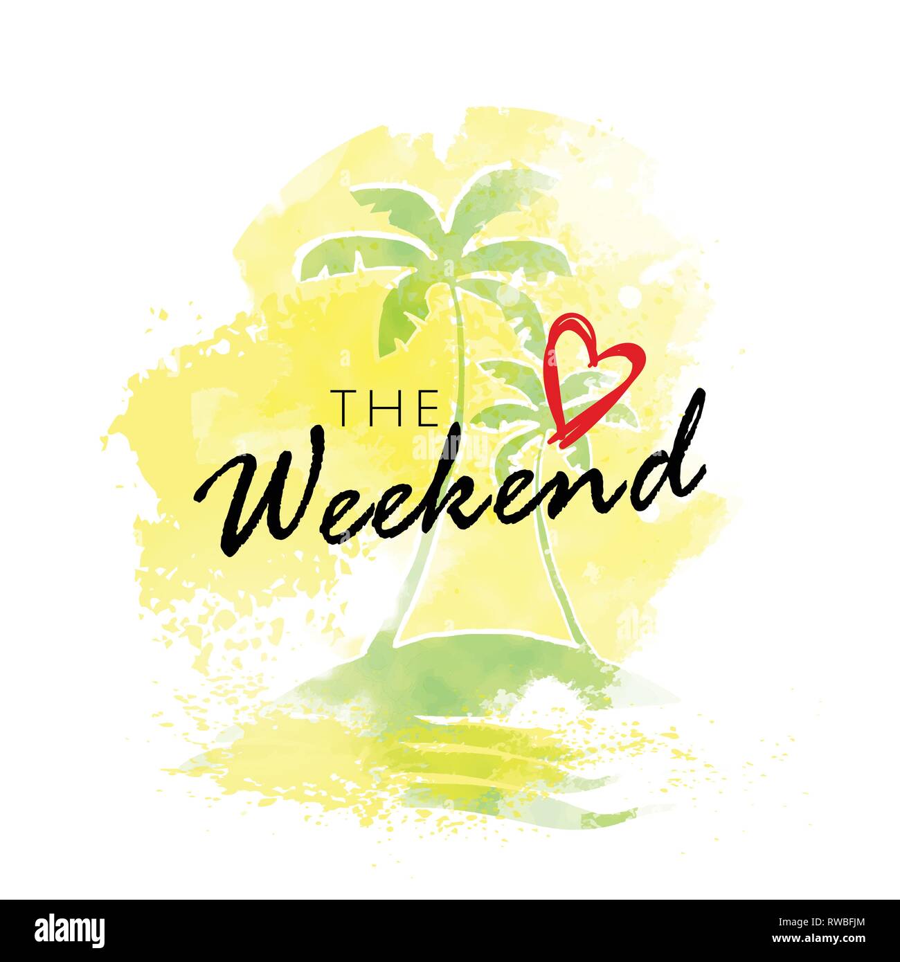 tropical island palms trees summer vacation weekend concept calligraphy ...