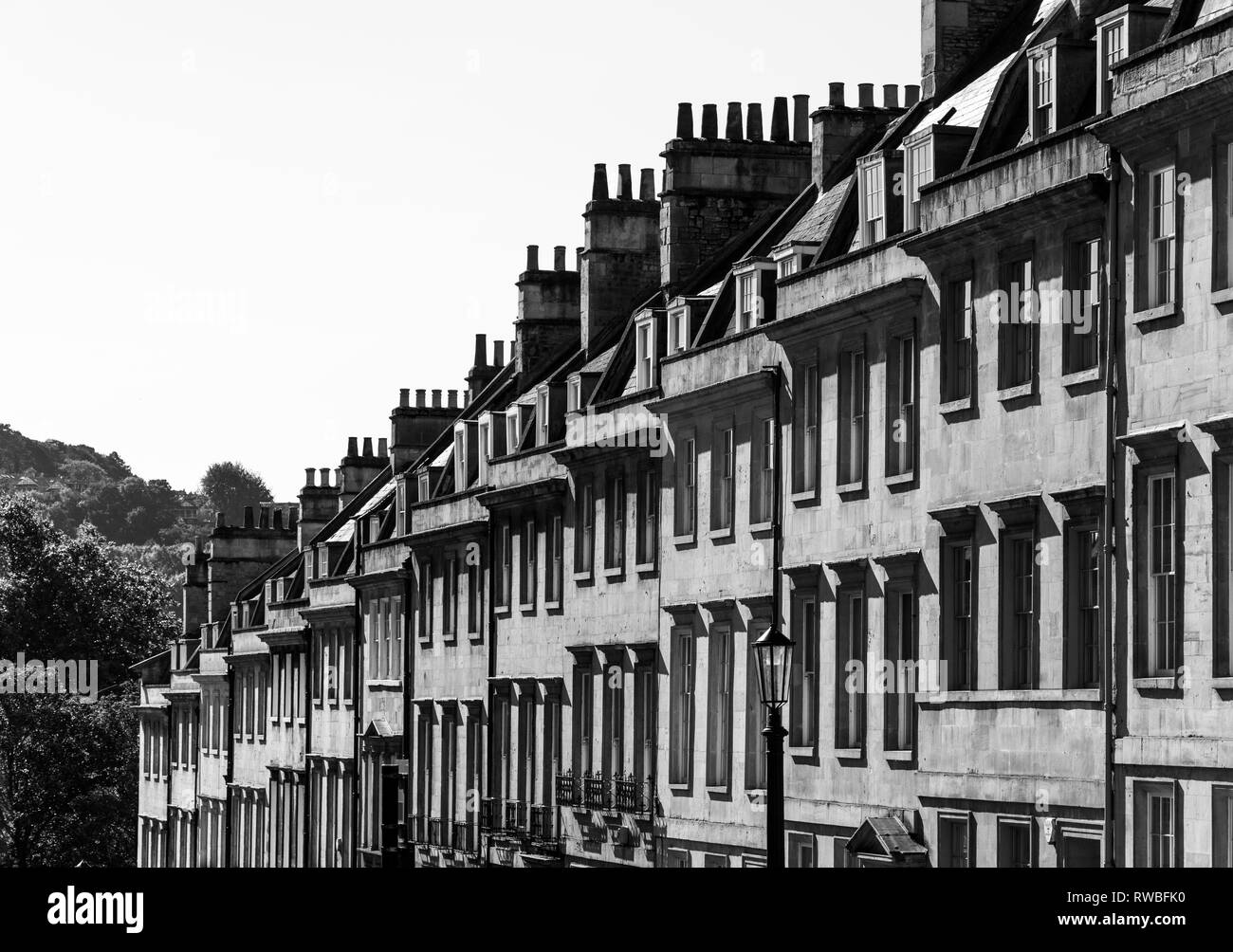 Sloping roofline along a street in Bath, England Stock Photo - Alamy