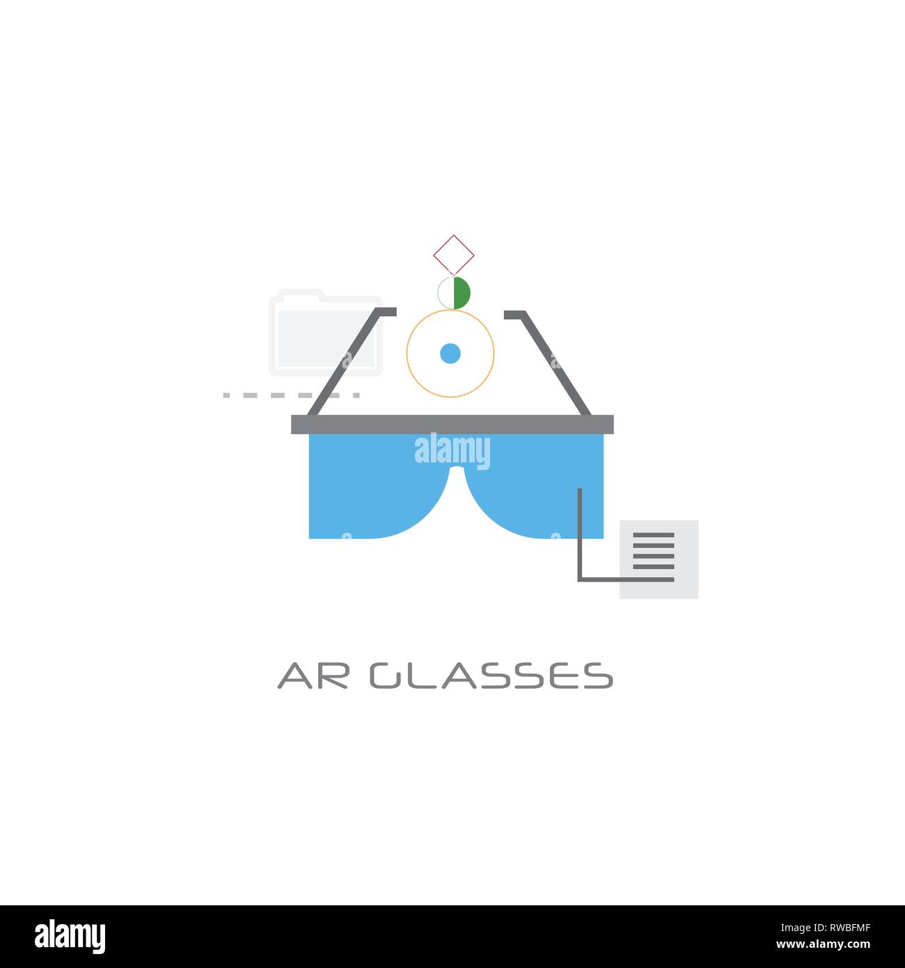 ar glasses augment reality concept digital technology line style white ...