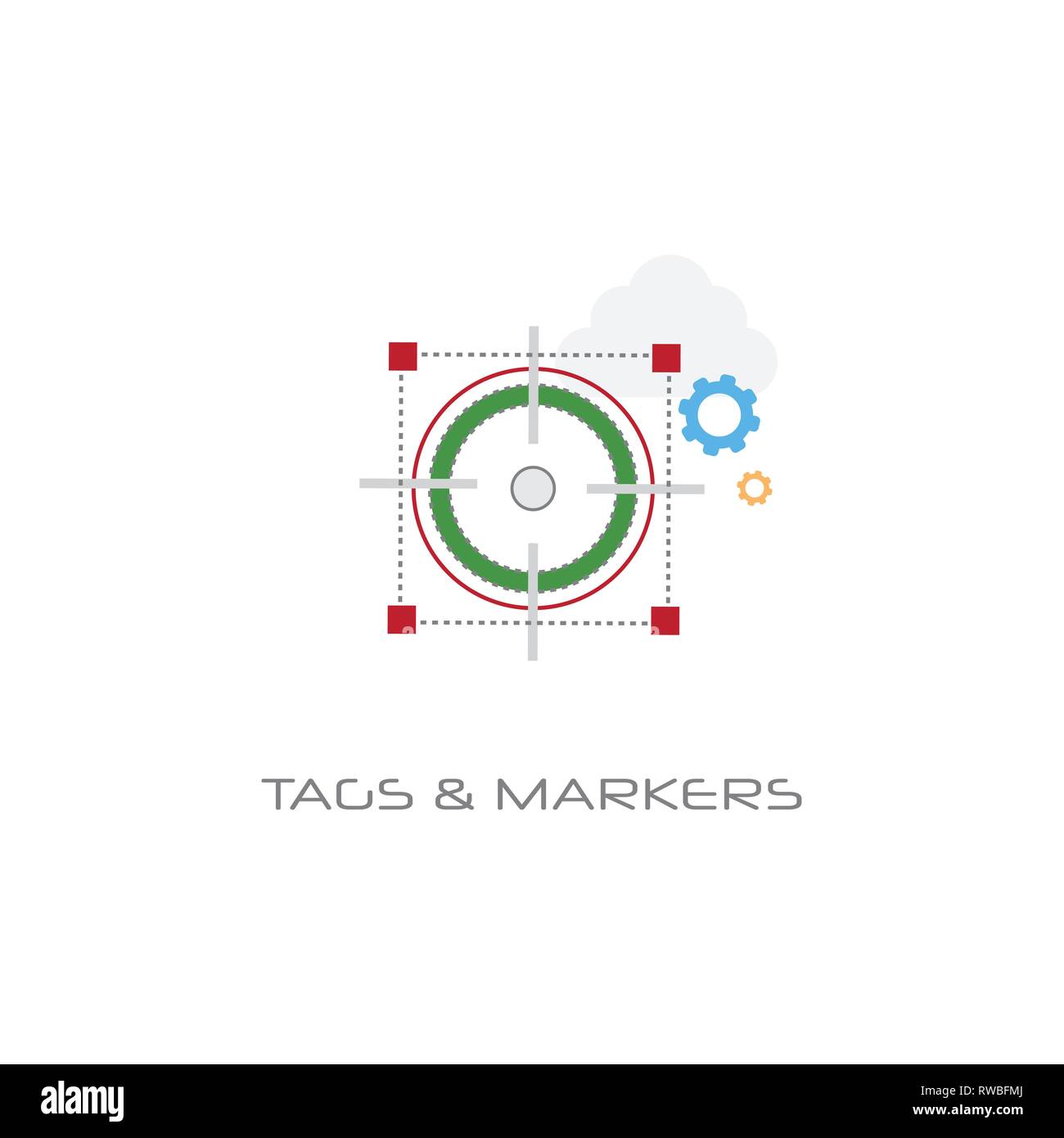 tags and markers location pointers concept line style white background ...