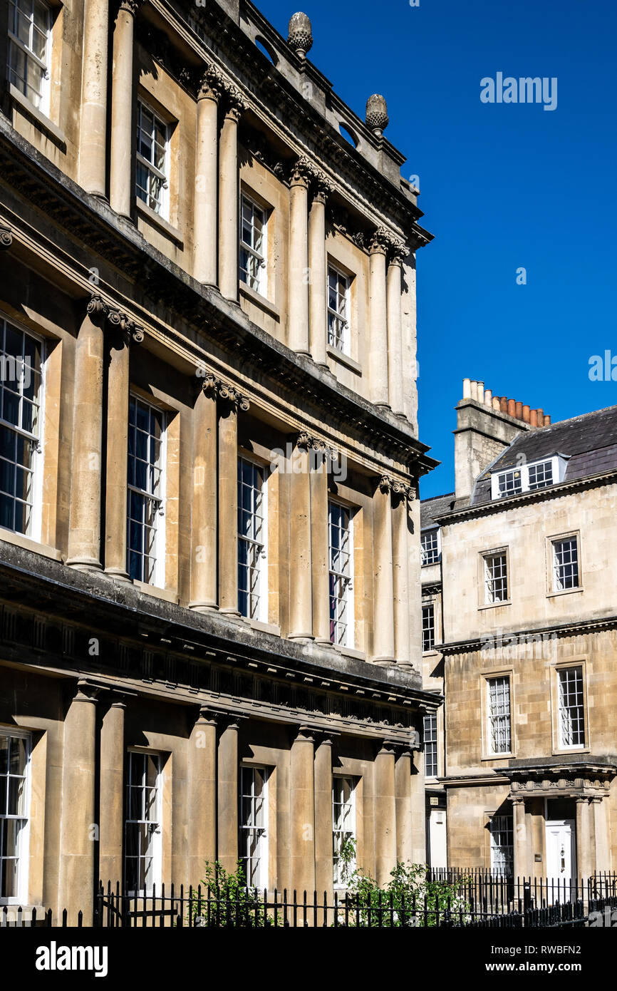 The Georgian buildings of The Circus in Bath at the junction where it ...