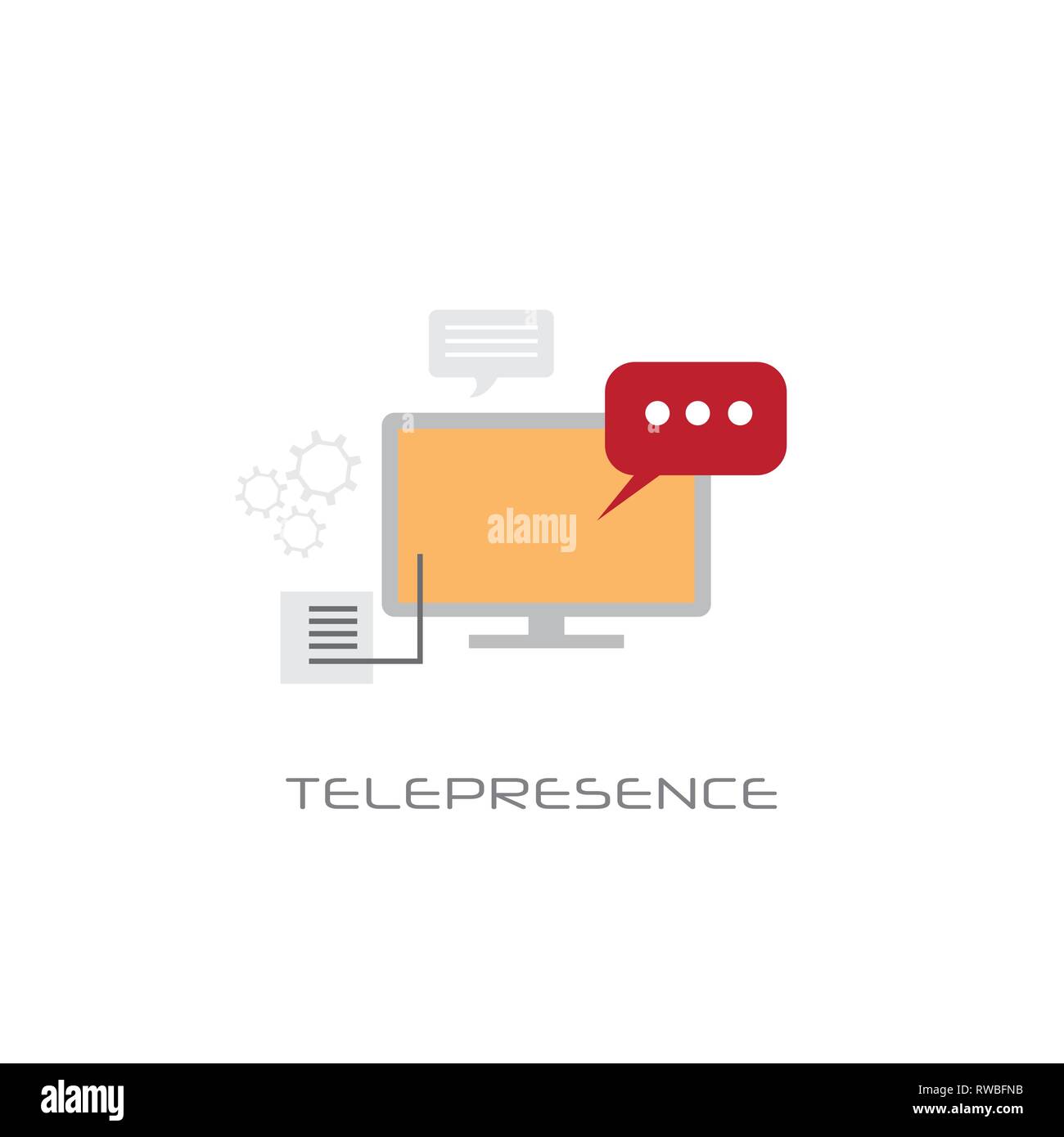 vr telepresence virtual reality visual technology concept line style ...