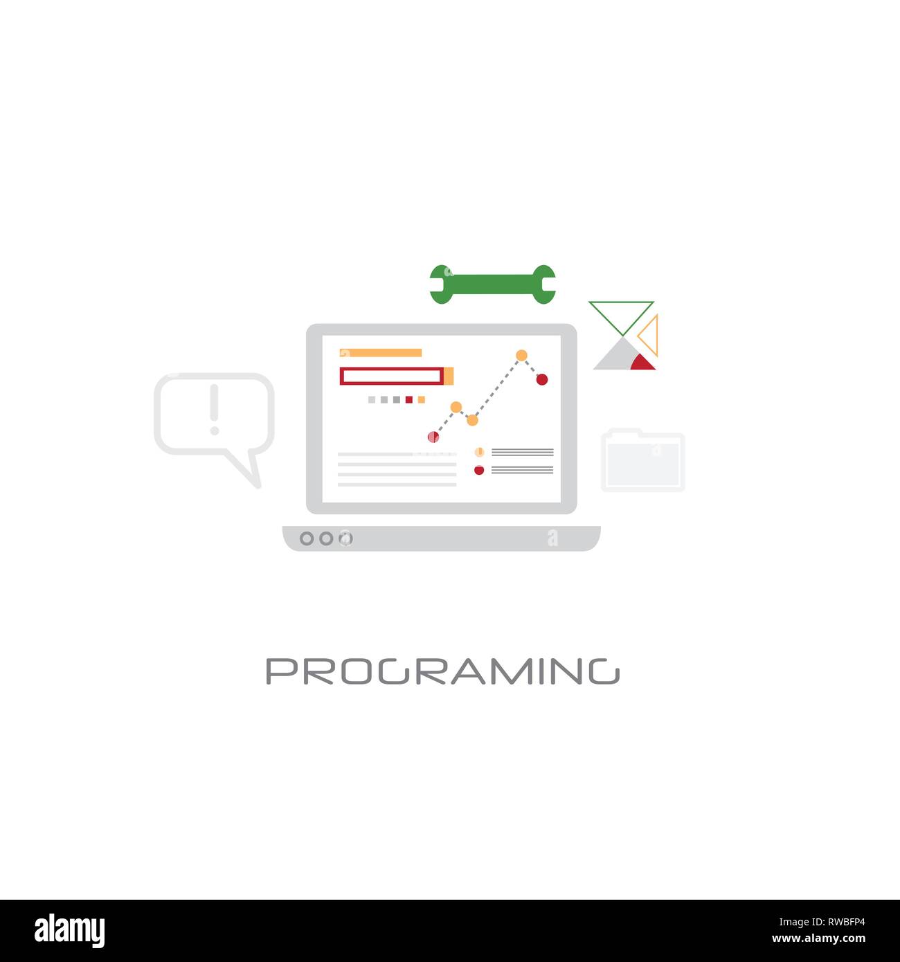 Software Development Computer Programming Concept Line Style White Background Stock Vector Image