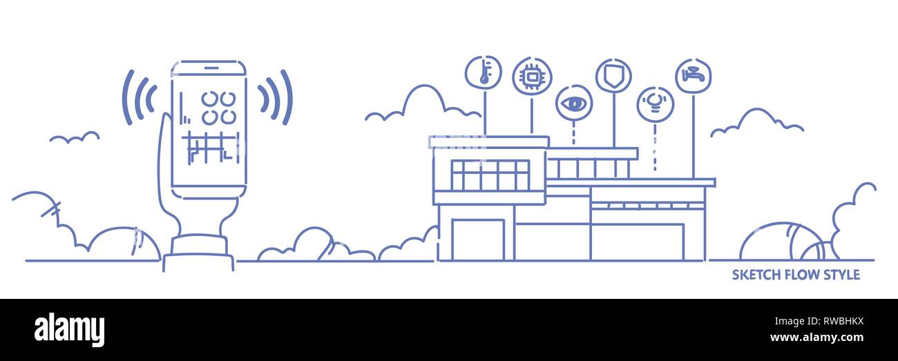 hand using mobile application smart house system control interface ...