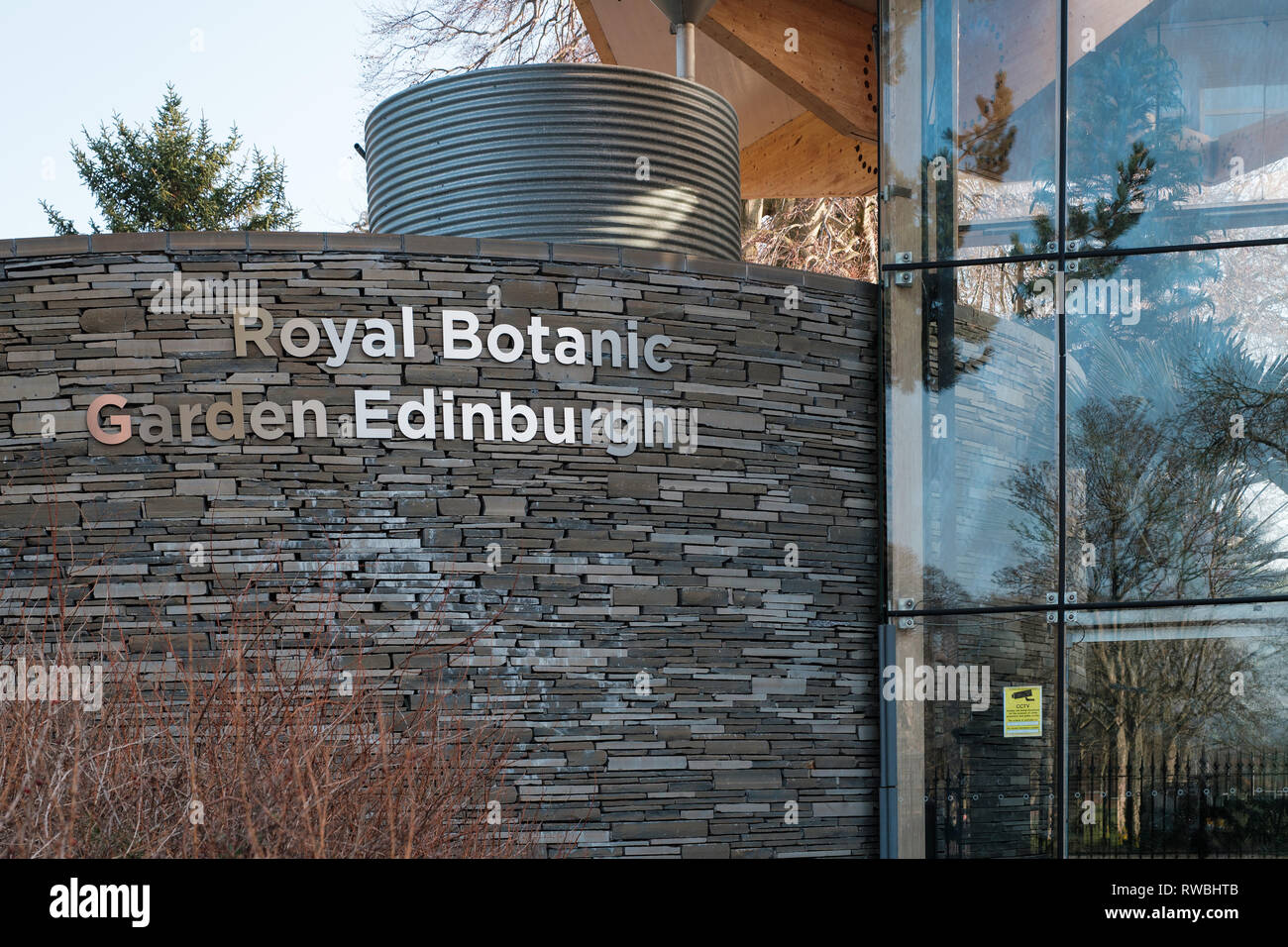 The entrance sign for the Royal Botanic Garden in Edinburgh, Scotland ...