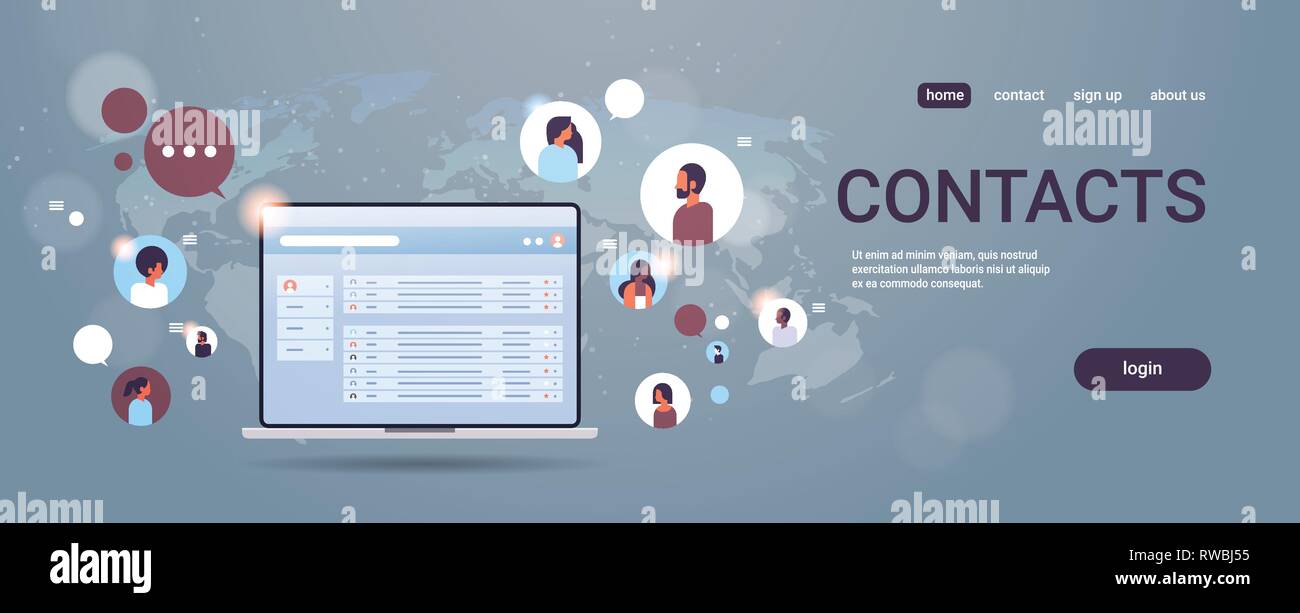 contact list of mix race people social network communication concept ...