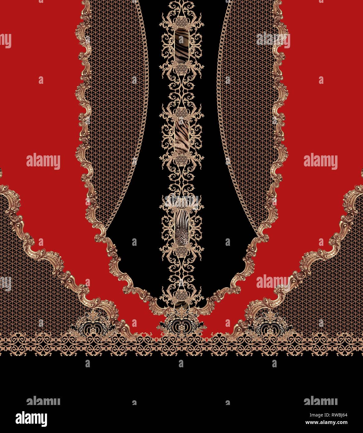 baroque red black design Stock Photo - Alamy