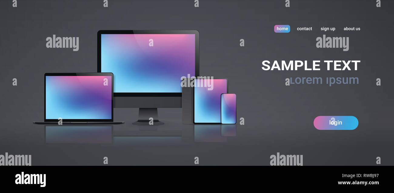 electronic devices mockup set laptop monitor tablet and smartphone with ...
