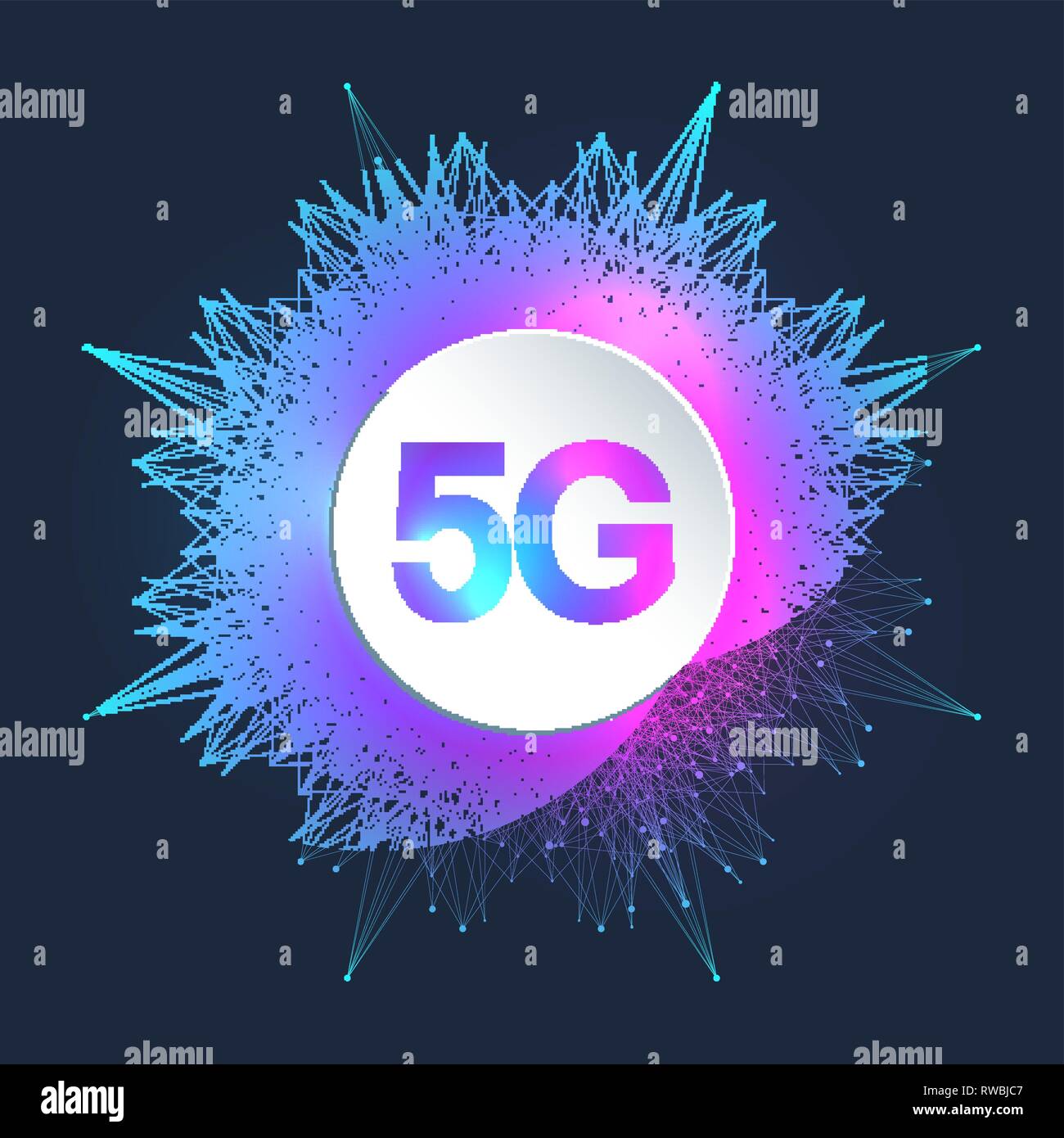 5G network wireless system and internet connection background. 5G ...