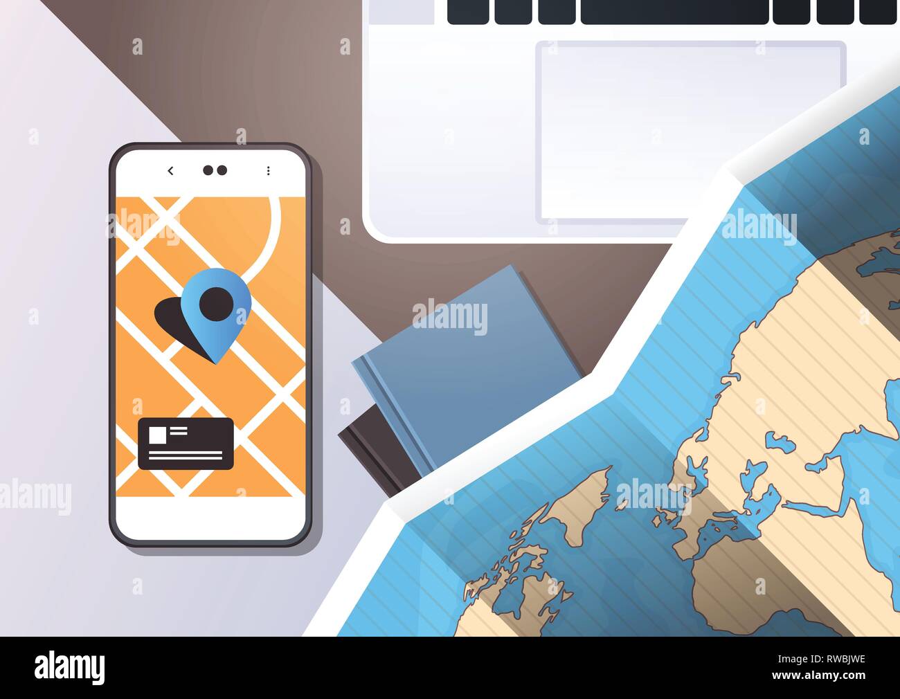 Laptop top view Stock Vector Images - Alamy