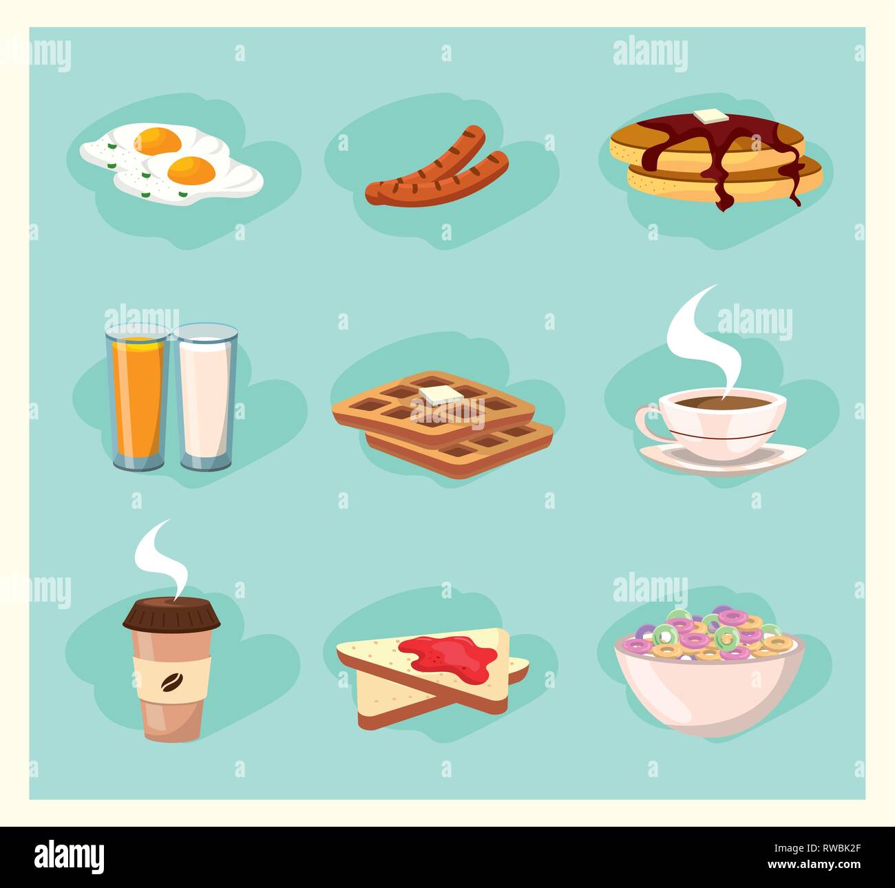 Waffles cup coffee breakfast Stock Vector Images - Alamy