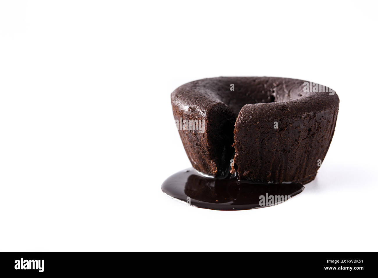 Coulant chocolate cake isolated on white background. Copyspace Stock ...
