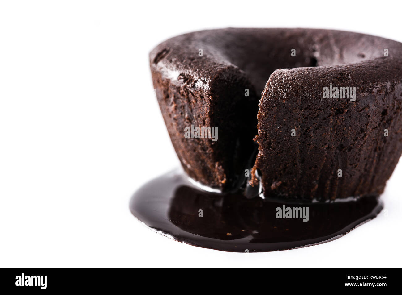 Coulant chocolate cake isolated on white background. Copyspace Stock ...
