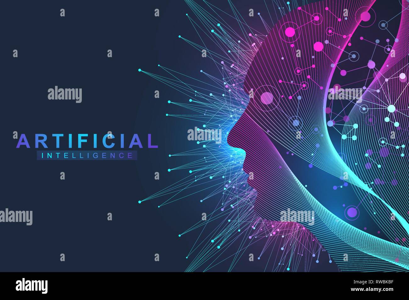 Futuristic Artificial Intelligence and Machine Learning Concept.. Human ...