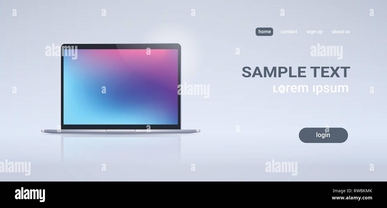 realistic laptop computer notebook with colorful screen on gray ...