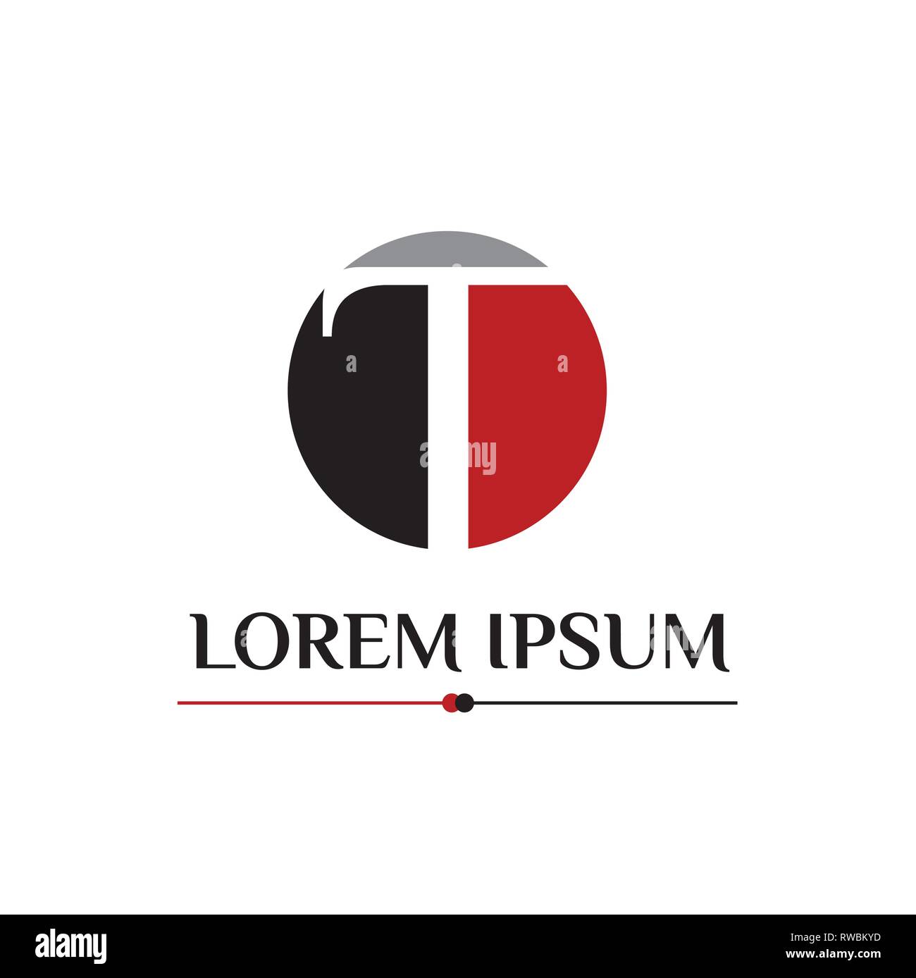 T letter black and red vector logo design Stock Vector Image & Art - Alamy