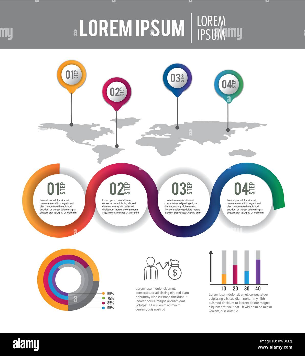 business infographic process strategy report Stock Vector Image & Art ...