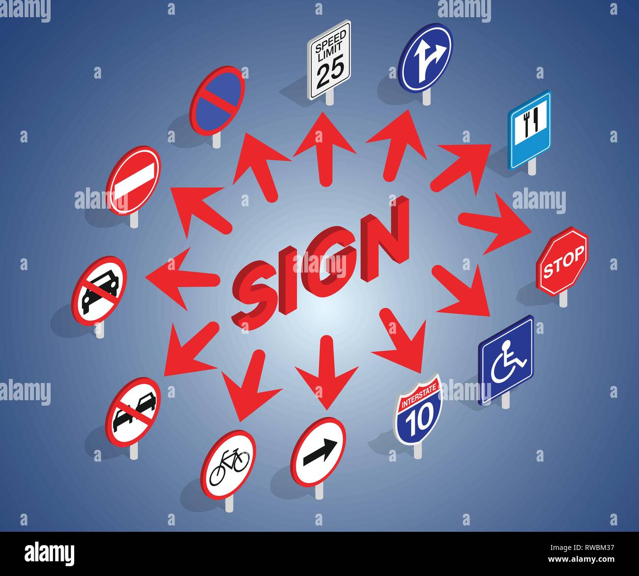 Road sign concept banner, isometric style Stock Vector Image & Art - Alamy