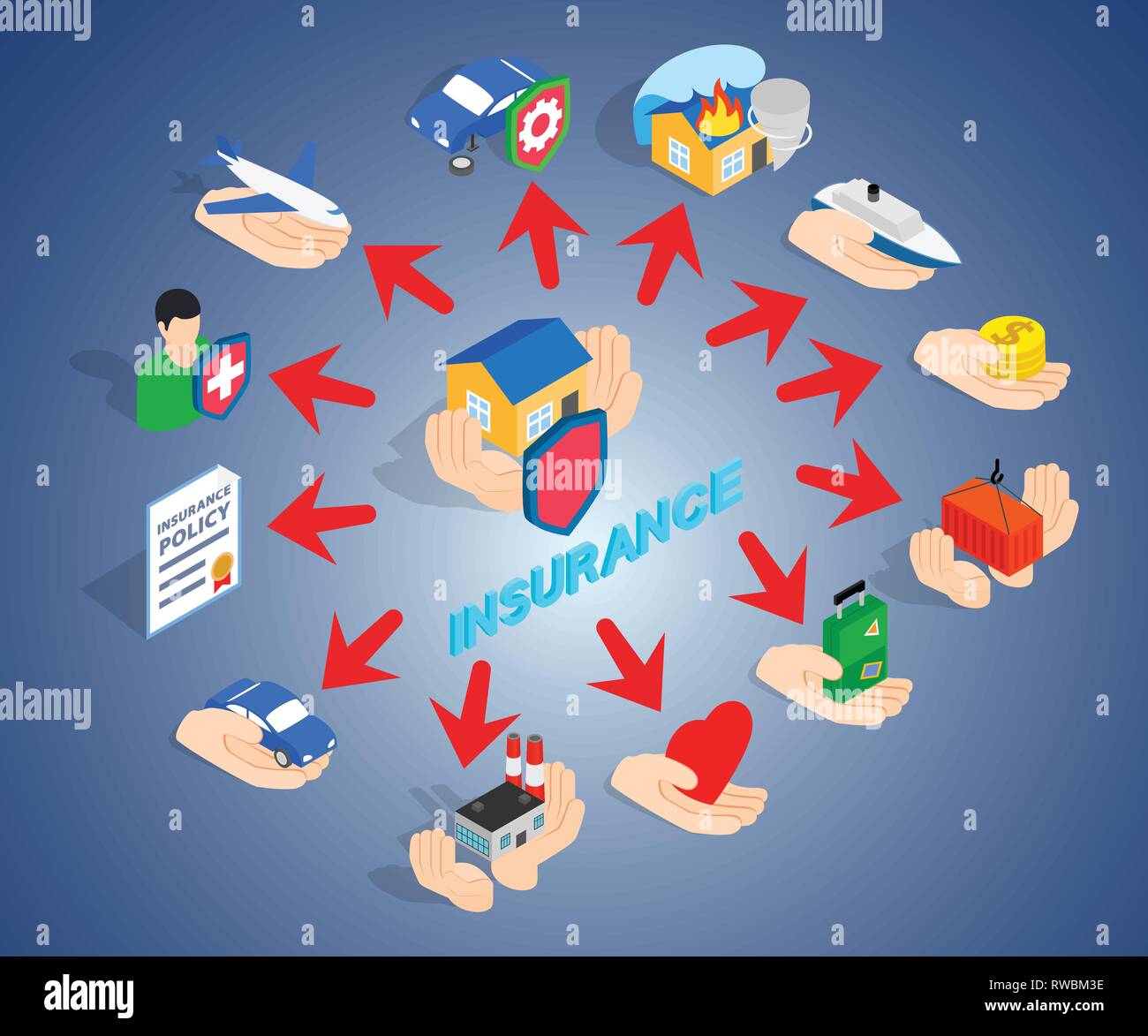 Insurance concept banner, isometric style Stock Vector Image & Art - Alamy