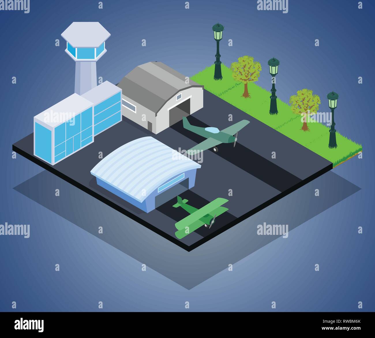 Small airport concept banner, isometric style Stock Vector Image & Art ...