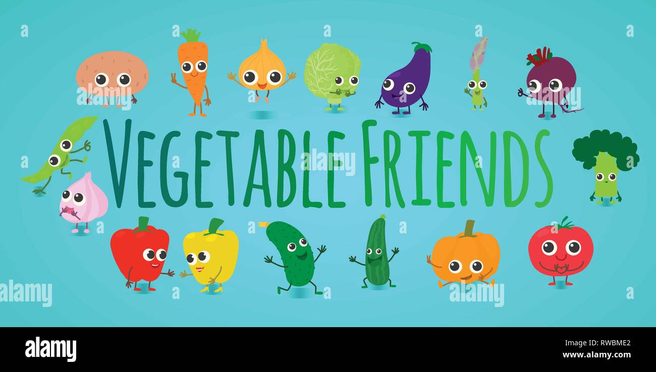 Vegetable friends concept banner, cartoon style Stock Vector Image ...
