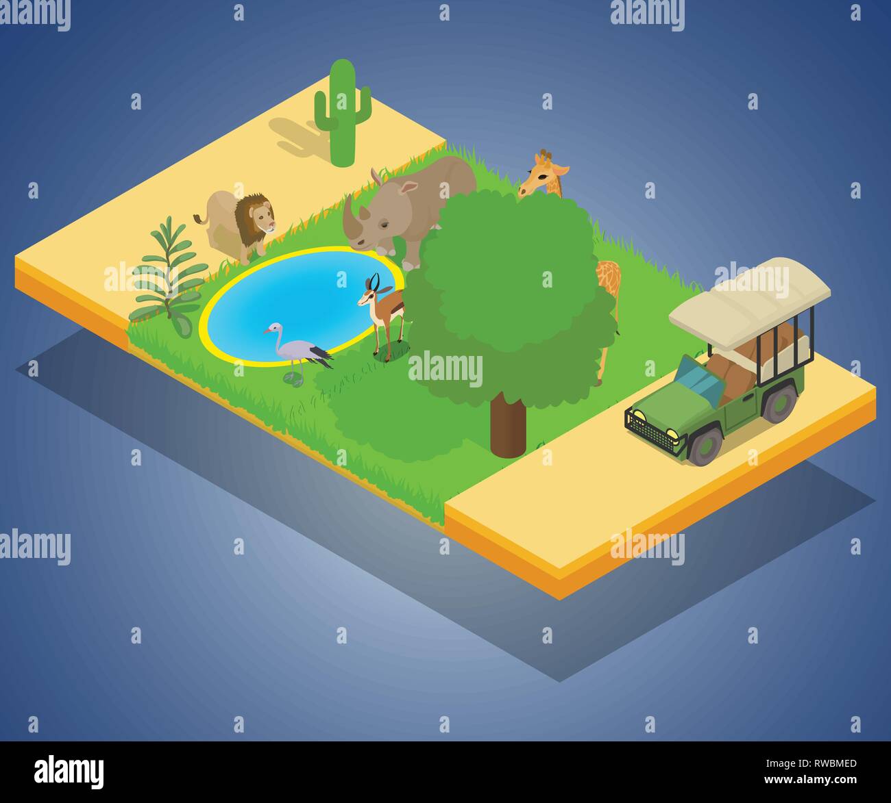 Safe safari concept banner, isometric style Stock Vector Image & Art ...