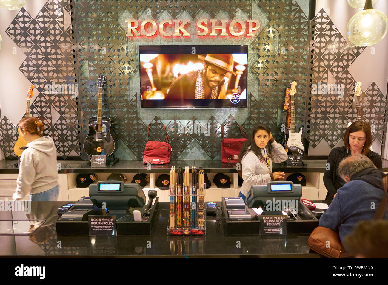 Inside interior hard rock store shopping hi-res stock photography and ...